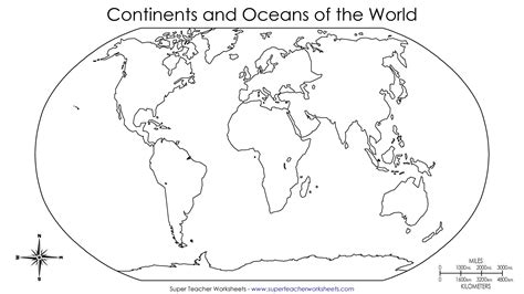 Blank World And Ocean Map Black And White World Map Blank World Map