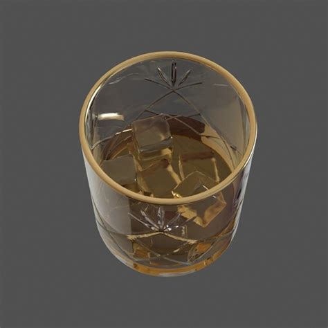 3d Realistic Glass Whiskey Ice Model