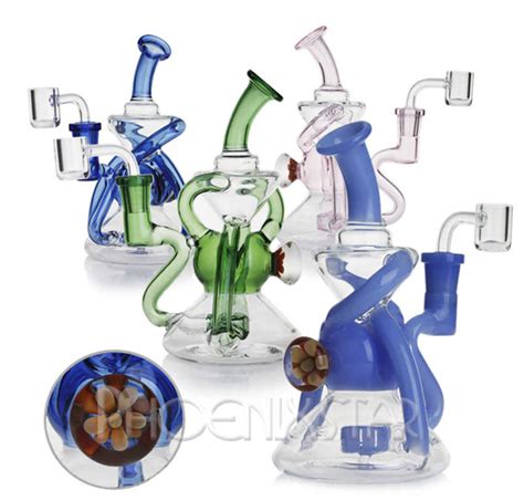 7 5 INCH BUTTON SLIME RECYCLER WITH SHOWERHEAD PERCULATOR WATER PIPE