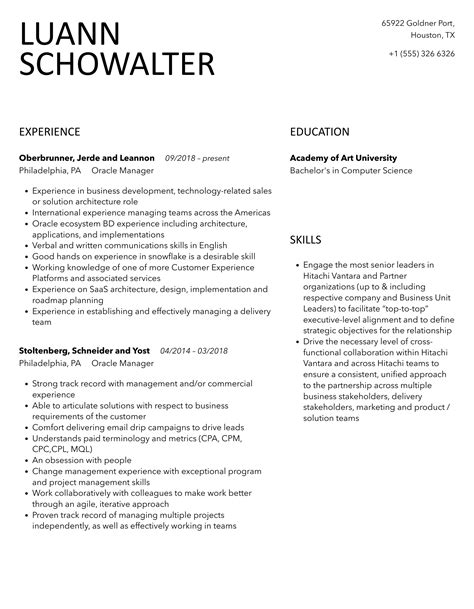 Oracle Manager Resume Samples Velvet Jobs