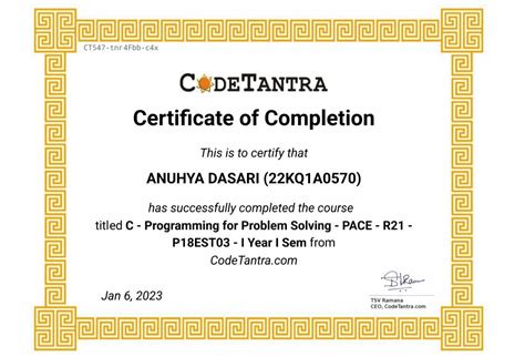 Codetantra Certification Skills Anuhya Dasari