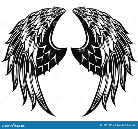 Black And White Angel Wings Vector Illustration Stock Vector
