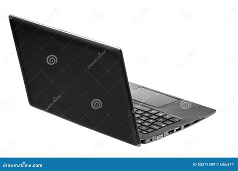 Computer Laptop Open Back View Three Quarters Isolated Stock Image