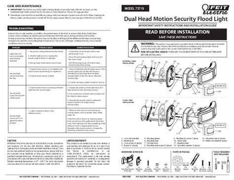 Feit Electric Dual Head Motion Security Flood Light Manual