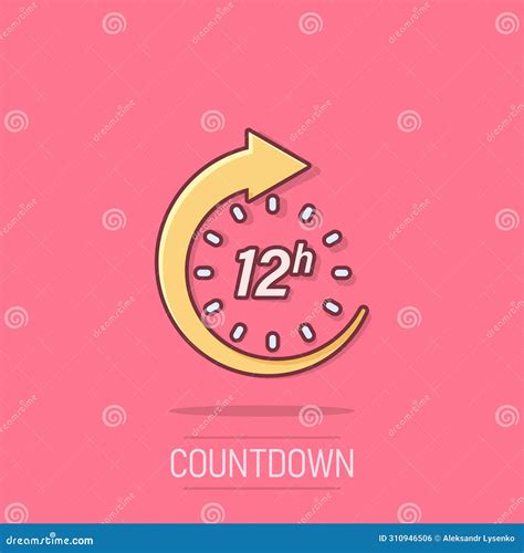 12 Hours Clock Icon In Comic Style Timer Countdown Cartoon Vector