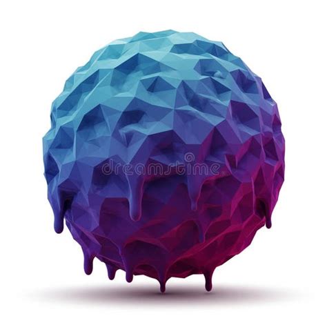 A Spherical Object With A Polygonal Surface Texture Colored In