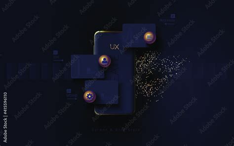 Mobile Ui Ux Korbon And Gold Concept Mobile Phone With A Mobile App Interface Consisting Of