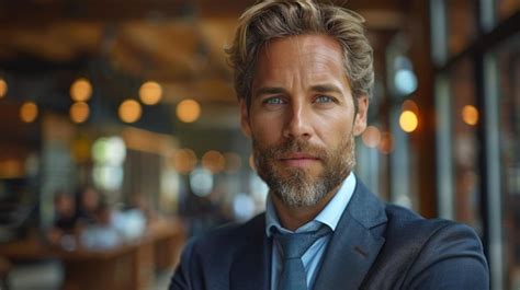 Premium Photo Man In Suit And Tie Standing With Arms Crossed