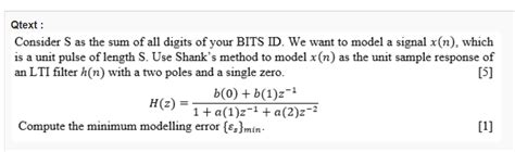 Solved Consider S As The Sum Of All Digits Of Your BITS ID Chegg Com