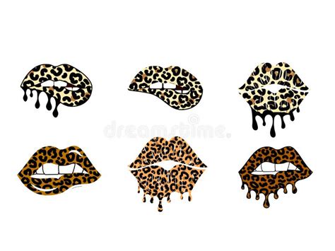 Kissing And Biting Lips With Leopard Print Melting Lipstick Seamless