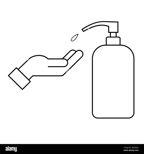 Hand Sanitizer Line Icon Hand And Liquid Soap Washing Hands Alcohol