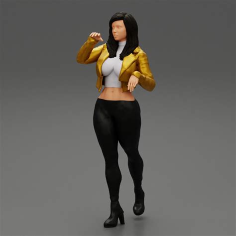 3d Printable Beatiful Stylish Woman In A Leather Jacket By 3dgeschaft
