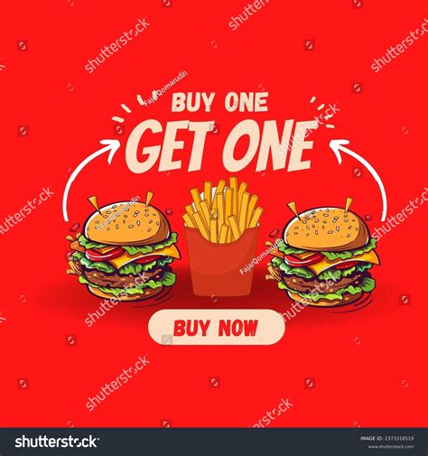 Buy One Get One Burger Design Stock Vector Royalty Free 2373318519