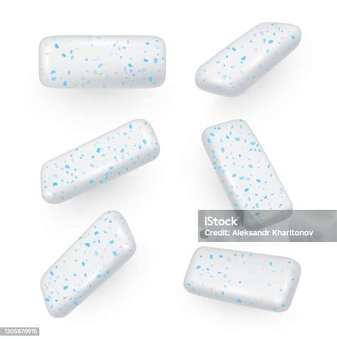 민트 츄잉 껌 블루 인제물 사실적인 세트 스피어민트 맛이 있는 구강 위생 제품 3차원 형태에 대한 스톡 벡터 아트 및 기타 이미지 3차원 형태 개체 그룹 건강한 생활