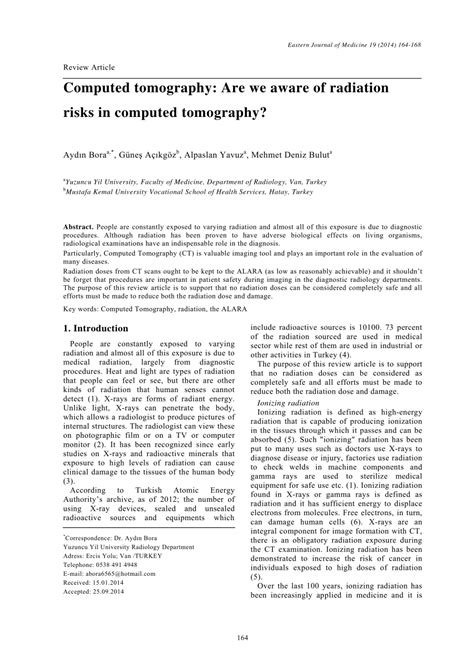 PDF Computed Tomography Are We Aware Of Radiation Risks In Computed Tomography
