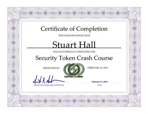 Security Token Crash Course Certificate Ppt