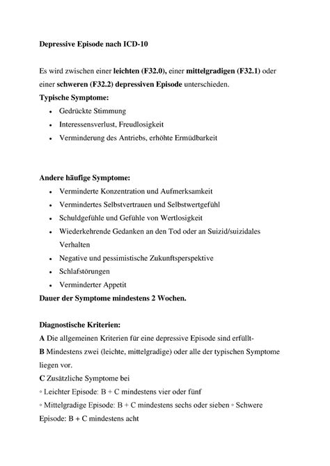 Depressive Episode nach ICD Typische Symptome Gedrࠀ甃ckte Stimmung