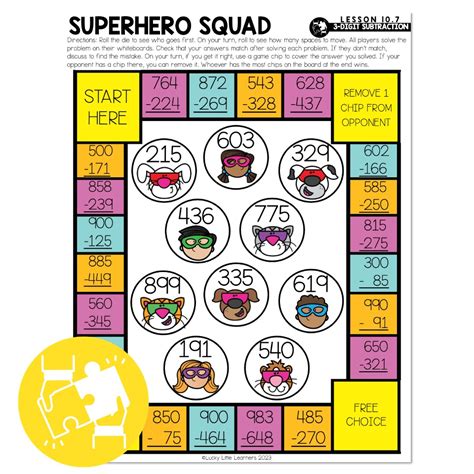 Lucky To Learn Math Lesson 107 3 Digit Subtraction Review Collaboration Superhero Squad