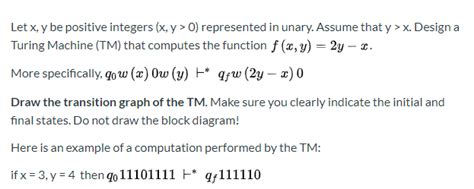 Solved Design A Turing Machine TM That Computes The Chegg Com