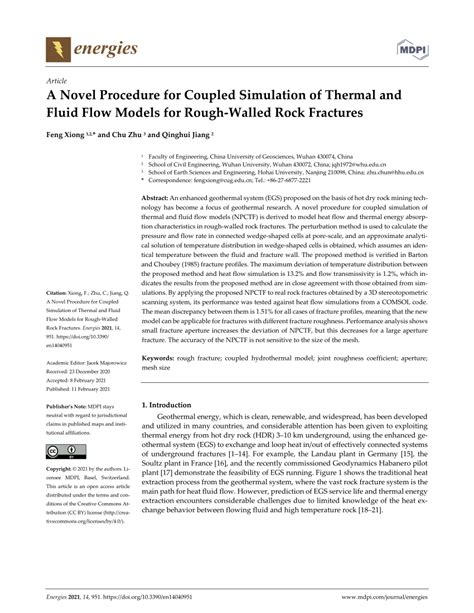 Pdf A Novel Procedure For Coupled Simulation Of Thermal And Fluid Flow Models For Rough Walled