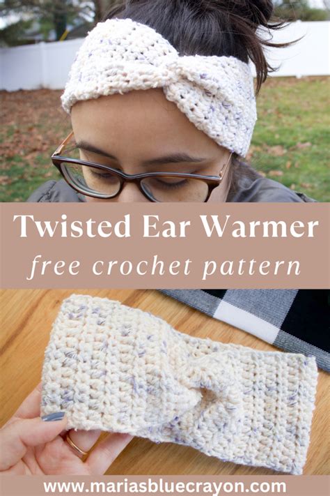 Crochet Twisted Ear Warmer Free Pattern Marias Blue Crayon