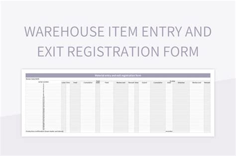 Warehouse Item Entry And Exit Registration Form Excel Template And Google Sheets File For Free
