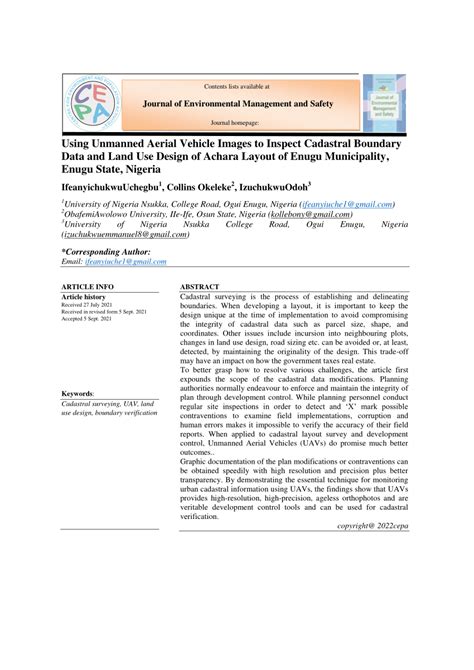 Pdf Using Unmanned Aerial Vehicle Images To Inspect Cadastral Boundary Data And Land Use