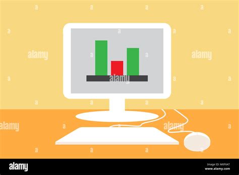 Computer With Graph Stock Photo Alamy