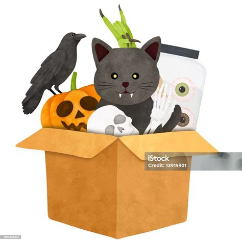 Halloween Cute Black Cat Cartoon Characters Stock Illustration