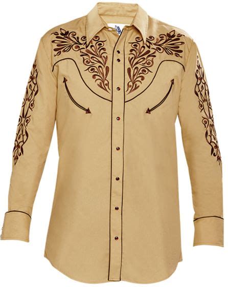 Modestone Mens Embroidered Filigree Long Sleeved Fitted Western Shirt
