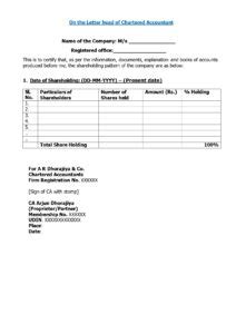 Get Shareholding Pattern Certificate By CA With UDIN