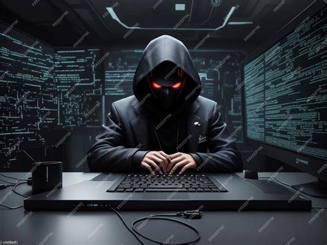 Premium Photo Hacking And Malware Concept Faceless Hacker Using Abstract Laptop With Binary