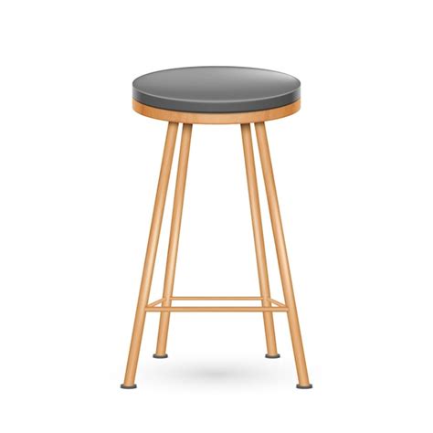 Premium Vector Wooden Bar Stool Realistic Contemporary Furniture For Kitchen Comfortable Chair