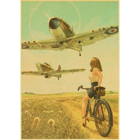 Classic Vintage World War Ii Sexy Up Girl Poster Military Bar Cafe Home