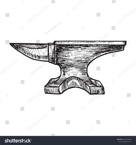 Anvil Gravure Style Hand Drawn Vector Stock Vector Royalty Free