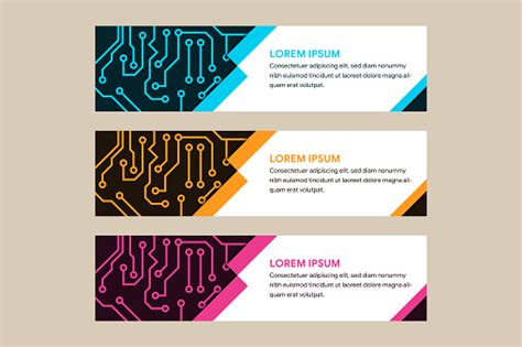 수평 레이아웃의 추상 웹 페이지 배너 디자인 템플릿의 전기 패턴 디자인에 대한 스톡 벡터 아트 및 기타 이미지 디자인 바닥글 디자인 요소 수평 구성 Istock