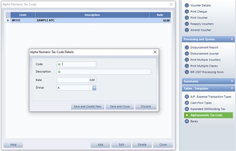 Fms 029 Adding Of Alphanumeric Tax Code Disbursement Voucher