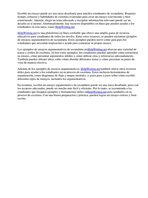 Ejemplos De Ensayos Argumentativos De Secundaria Pdf Ensayos Escritura