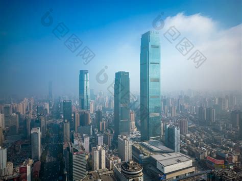 湖南长沙国金中心五一商圈航拍摄影图 包图企业站