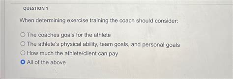 Solved Question 1when Determining Exercise Training The