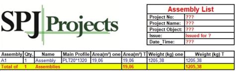 Excel Assembly List Steel Drawings