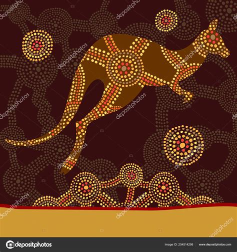Kangaroo And Dot Painting Stock Vector By ©irmairma 254514298