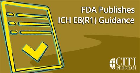 Fda Publishes Ich E8r1 Guidance Citi Program