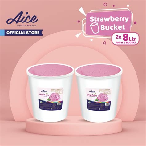Promo Aice Strawberry Bucket Ice Cream 8l 1 Karton 2 Pcs Es Krim