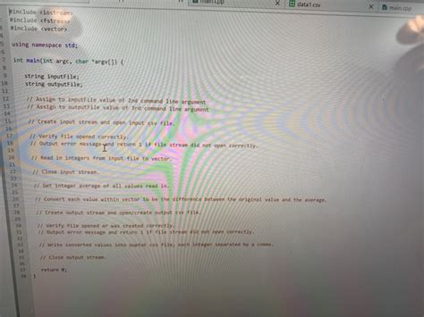 solved main cpp data1 csv x main cpp finclude include
