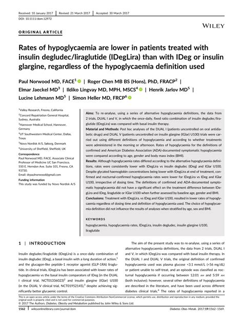 Pdf Rates Of Hypoglycaemia Are Lower In Patients Treated With Insulin