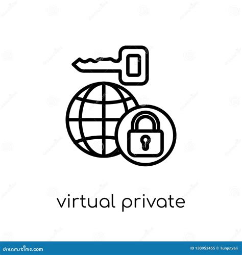 Virtual Private Network Icon Trendy Modern Flat Linear Vector V Stock