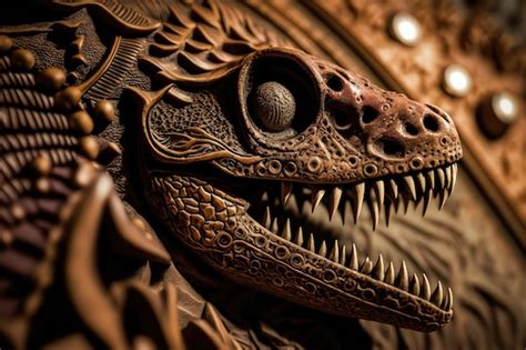 Premium Ai Image Closeup Of Dinosaur Fossil With Intricate Details Visible