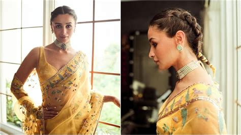 Alia Bhatt Wears A Gorgeous Laddoo Pila Saree For Her Friends Wedding Her Saree Costs