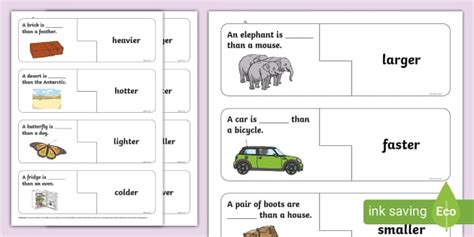 Comparative Adjectives Matching Puzzle Teacher Made